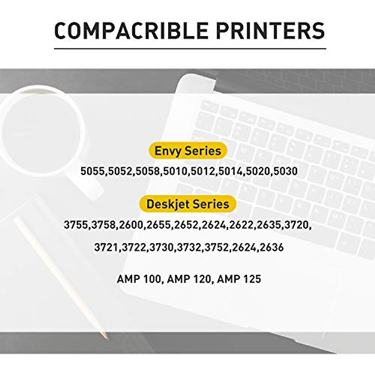 65 Ink Cartridges Black Combo Pack Ink Cartridge Replacement for HP 65 Black Ink Cartridge for DeskJet 3755 2655 3700 3720 3730 3735 2622 2624 2652 Envy 5055 5052 5058 for HP Ink 65(2Black)