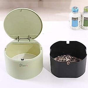 Earchy Desktop Trash Can Plastic Trash Can Elastic Cover Round Wastebaskets Household Sanitary Bucket Creative Storage Bucket