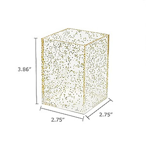 pbf PHOTO BOOTH FRAMES Pen Holder Pencil Cup Clear acrylic pen cup make up brush holder acrylic desk organizer (Gold Glitter)