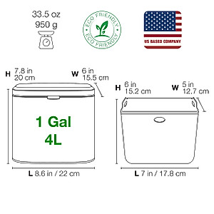 Eparé Compost Bin Kitchen Countertop - 1 Gal Odorless Stainless Steel Compost Bin - Small Indoor Food & Waste Counter Top Trash Bin