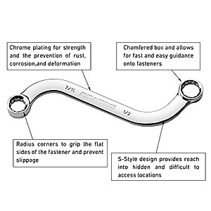 DURAMOVE SAE 5-Piece S-Style Box Wrench Set,5/16 to 3/4 inch, Double 12-Point Box Ends, CR-V,for vehicle repairing, machinery and household