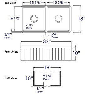 Alfi brand ABF3318D-W Kitchen Sink, White