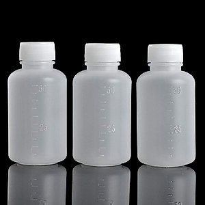 LAZZON Leak Proof Squeezable PE Plastic Empty Small Mouth Graduated Lab Chemical Container Reagent Bottle Sample Sealing Liquid Medicine Bottle 50ML