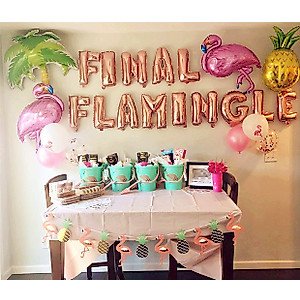 JeVenis Rose Gold Final Flamingle Balloons Flamingo Bach Balloons Flamingo Bachelorette Party Decor Flamingo Bach Balloon Banner Flamingle Bach Decorations