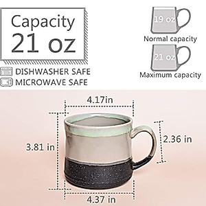 Bosmarlin Large Ceramic Coffee Mug, Big Tea Cup, 7 Colors to Choose, 21 Oz, Dishwasher and Microwave Safe, 1 PCS… (Grey)