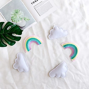 Bemeet 5ft Felt Cloud Rainbow Wall Hanging Decoration (Set of 1) Clouds Rainbows Wall Hanging Garland for Kids Bedroom Crib Tent, Baby Shower Party Supplies, Sky Theme String Banner for Nursery Decor