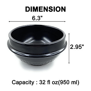 JOVELY Korean Stone Bowl Set, Authentic Ttukbaegi Korean Earthenware Pot, Twice-Fired Natural Korean Clay Pot for Cooking, Microwave & Dishwasher-Safe