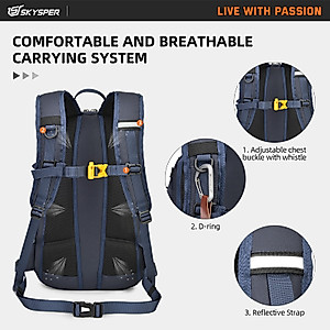SKYSPER Small Daypack 20L Hiking Backpack Lightweight Travel Day Pack with Waist Strap for Women Men(Navyblue)