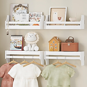 UTEX Nursery Book Shelves for Wall Set of 4, Floating Book Shelf for Kids Rooms, Small Wall Mounted Baby Bookshelf for Nursery Decor Playroom Toy Storage, 16.3 Inch