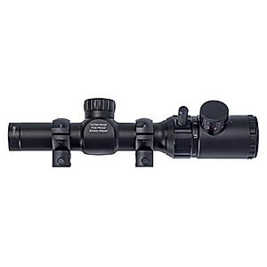 Monstrum 1-4x20 Rifle Scope with Rangefinder Reticle and Medium Profile Scope Rings | Black