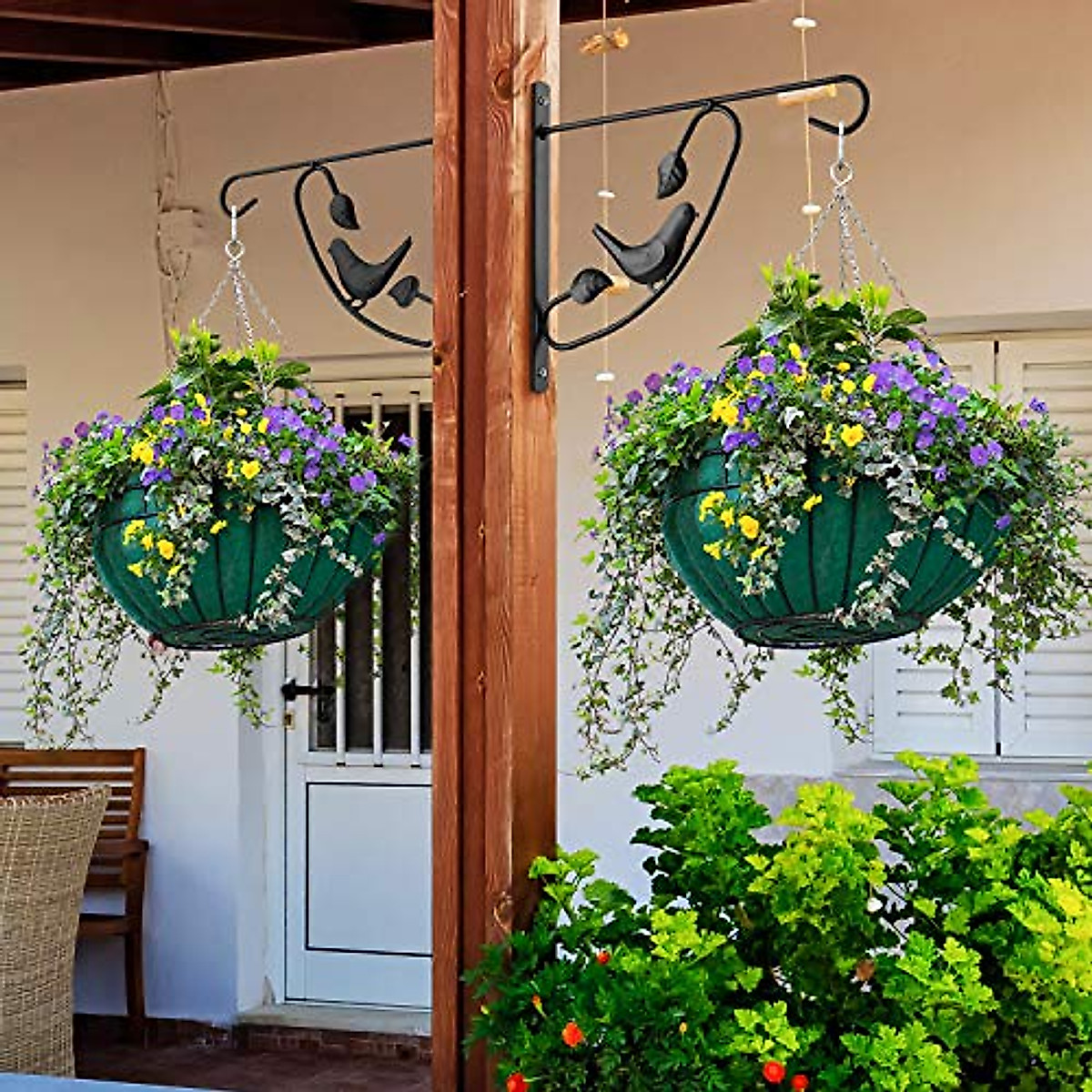 Amagabeli 4 Pack 12 inch Hanging Brackets for Plants Outdoor Hooks Hangers Planter Baskets Flower Pot Bird Feeder Wind Chimes Lanterns for Indoor Wall Fence Trees Patio Garden Post Arm Black BG152