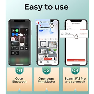 Phomemo P12 PRO Label Maker, Label Maker Machine with Tape, Mini Thermal Label Printer for Labeling Home Office, Bluetooth Label Maker Handheld Labeler Rechargeable for Organization, for Phone & Pad