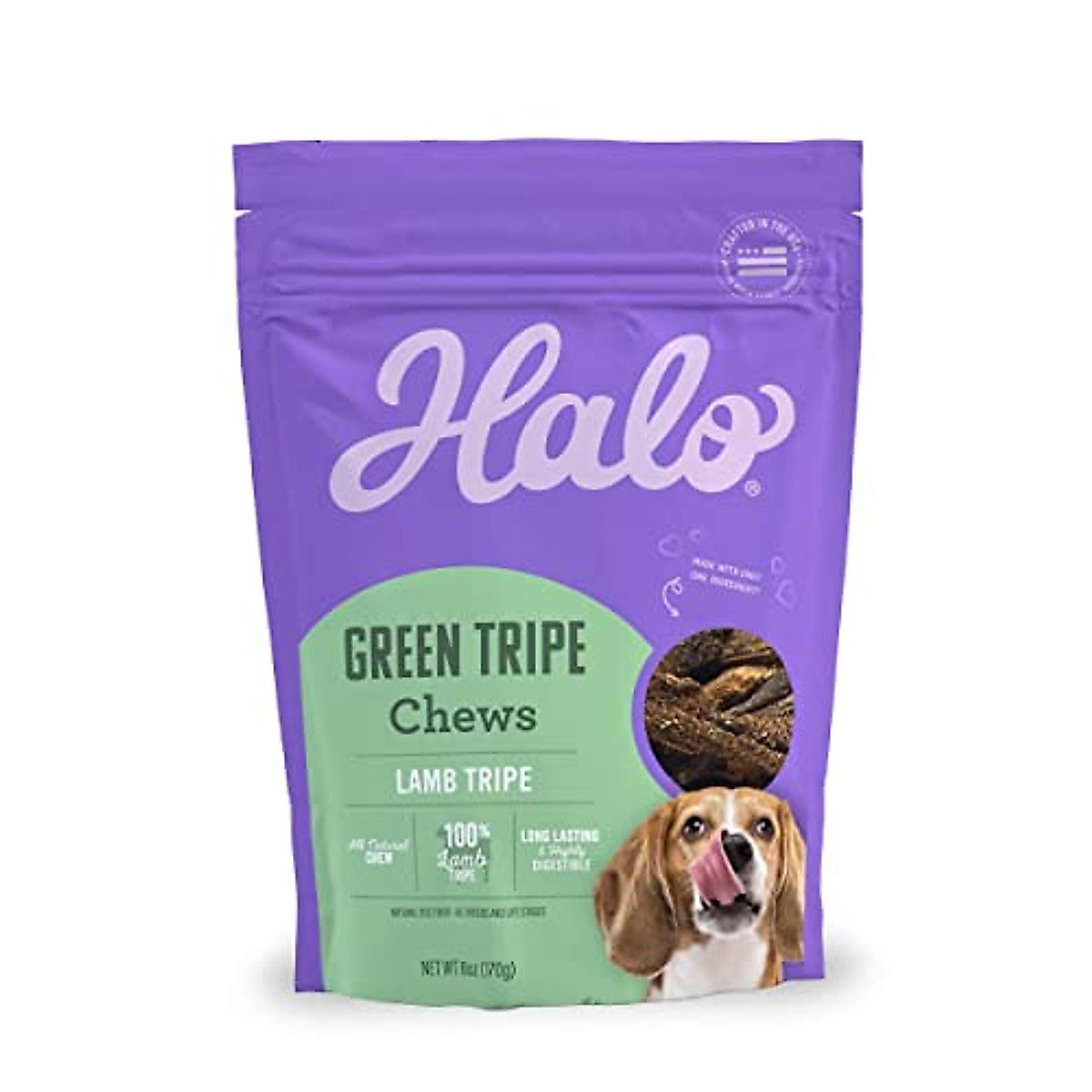 Halo Purely For Pets Halo Green Tripe Chew, Lamb Tripe Formula, All Life Stages, 6.0-OZ Pouch