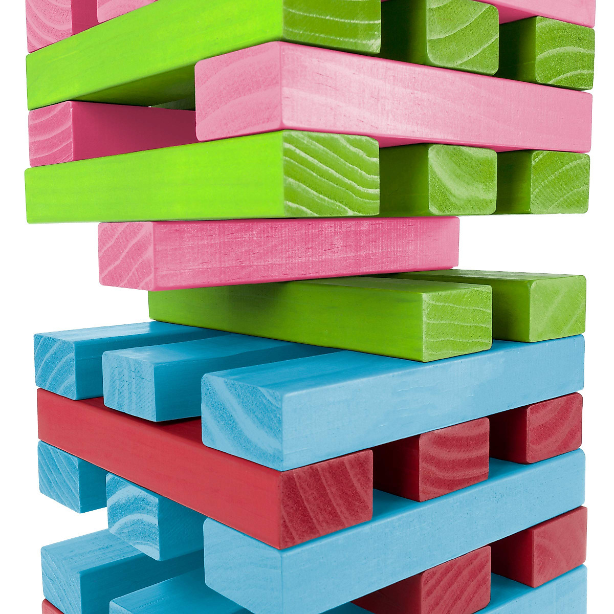 Hey! Play! Nontraditional Giant Wooden Blocks Tower Stacking Game with Dice, Outdoor Yard Game, for Adults, Kids, Boys and Girls (Rainbow Color)