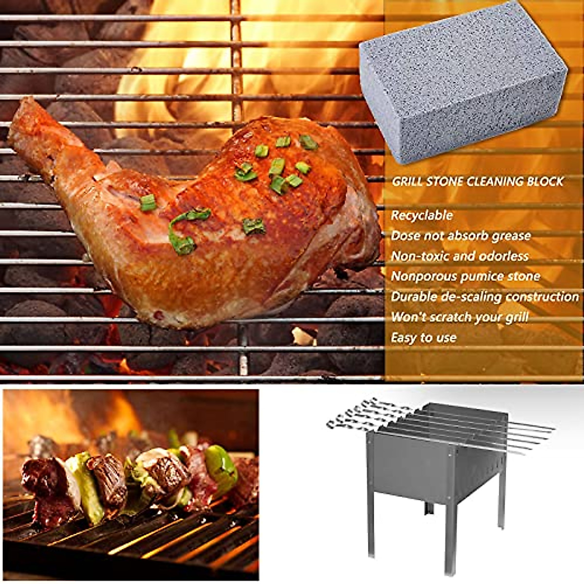Encoli Grill Cleaning Brick Block, Pumice Stone for Removing BBQ Grills ...