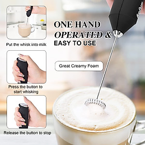Milk Frother Electric Mixer Coffee - Battery Operated Whisk Handheld Drink Stirrer Mixing Wand - Mini Coffee Foam Blender with Stand for Matcha, Latte, Cappuccino, Frappe, Chocolate