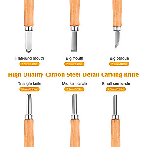 26-in-1 Wood Carving Kit with Detail Wood Carving Knife, Whittling Knife, Wood Chisel Knife, Gloves, Carving Knife Sharpener for Spoon, Bowl, Kuksa Cup (26PCS)