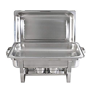 SUPER DEAL 8 Qt Stainless Steel 4 Pack Full Size Chafer Dish w/Water Pan, Food Pan, Fuel Holder and Lid For Buffet/Weddings/Parties/Banquets/Catering Events (4)