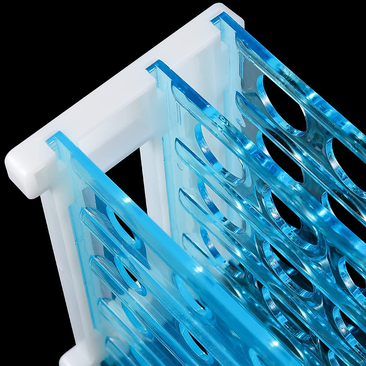 HOIGON 5 Pack 50 Holes Plastic Test Tube Rack, Detachable Lab Test Tube Rack Holder for 13/16 mm Tubes, Light Blue