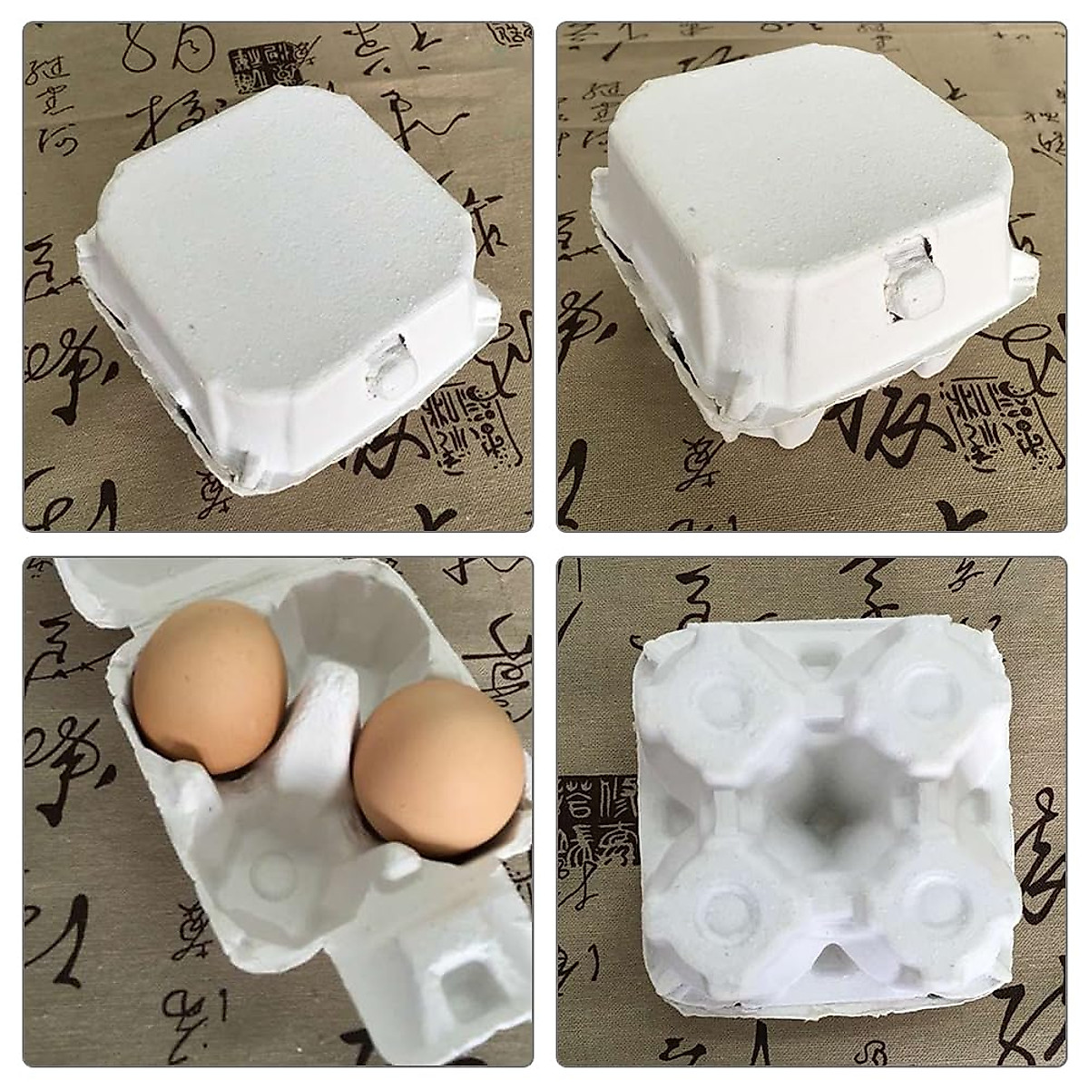 Yardwe 10Pcs Paper Egg Cartons, 4 Pulp Egg Cartons Egg Holders Eggs Storage Containers Egg Trays for Kitchen Farm Market Fridge Transport, White