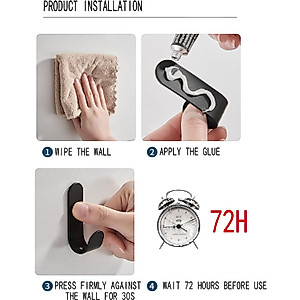 AFKSMILE 12 Pcs Versatile Adhesive J Hooks Set - Heavy Duty Stainless Steel, 40 Lbs Capacity, Hook for Towels, Hats, Coats, Backpacks and More, Waterproof, Decorative Wall Hooks for Home and Office