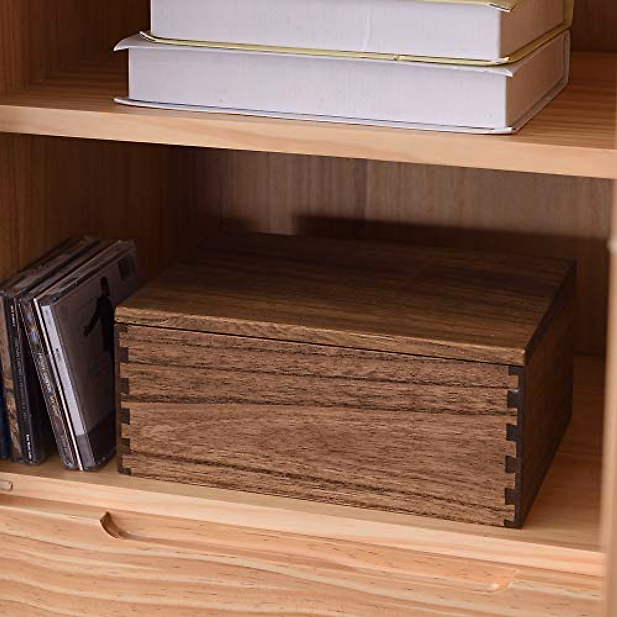 Kirigen Wood Stash Box with Lid - Decorative Boxes for Crafts, Sewing, Keepsake, Memory - Wooden DIY Storage Box Stash Jewelry - Wooden Boxes for Home Office Storage Dark Brown (SNH-DBR)