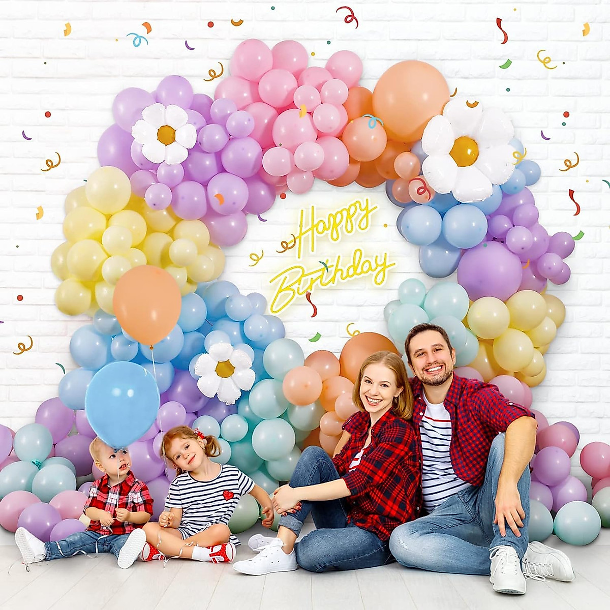 Daisy Balloon Garland Arch Kit, 160 Pcs Pastel Balloon Garland Kit with Groovy Daisy Flower Macaron Balloon Arch Kit for Baby Shower Girls Birthday Wedding Decoration