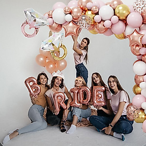 Bachelorette Party Decorations, 181 Pcs Rose Gold Bridal Shower Decorations, Bride to be Sash, Bachelorette Veil, Foil Tassel Curtains, Party Photo Props, Balloons Kit for Bachelorette Party