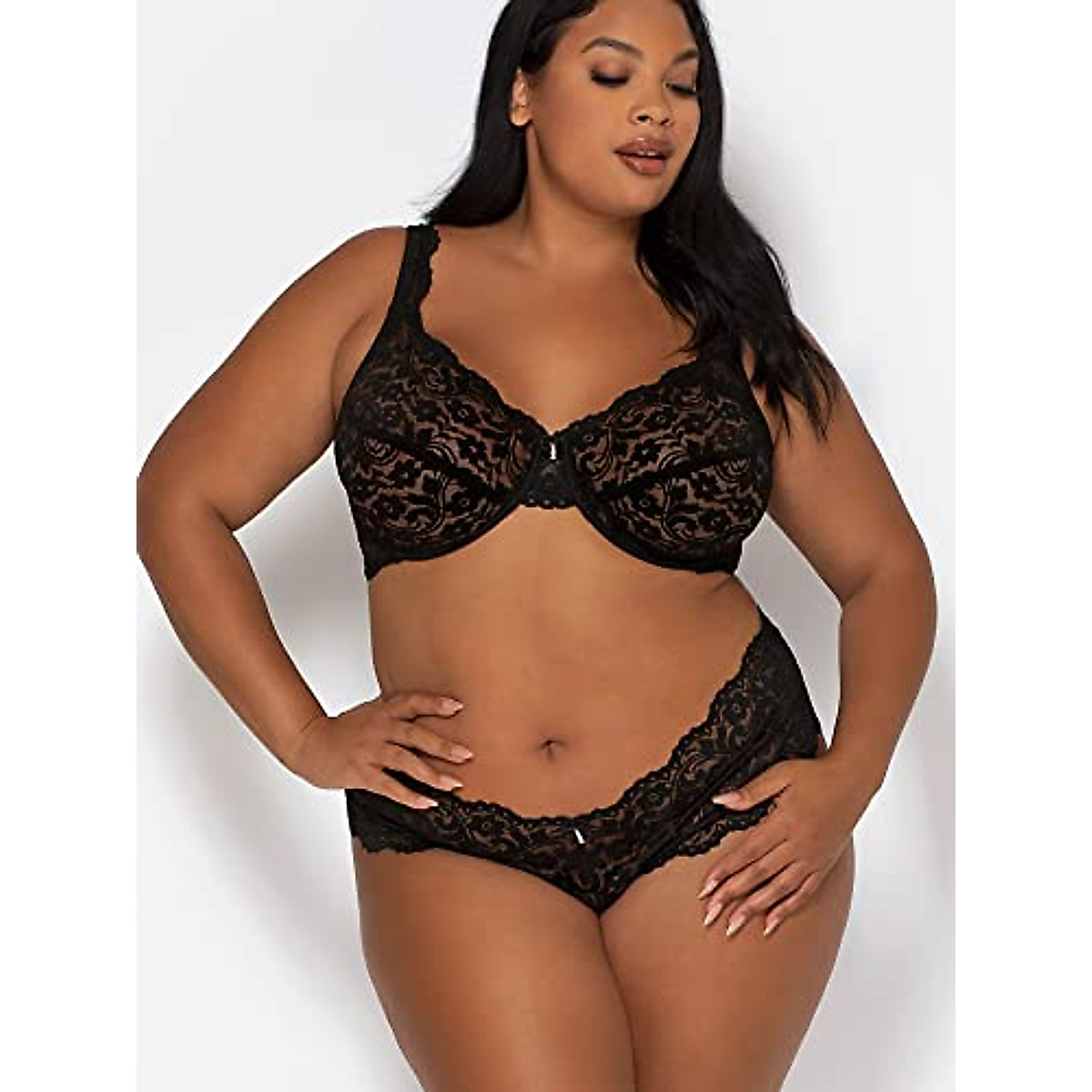 Smart & Sexy womens Signature Lace Cheeky Panty 2 Pack Underwear, No No Red/Black Hue, 8 US