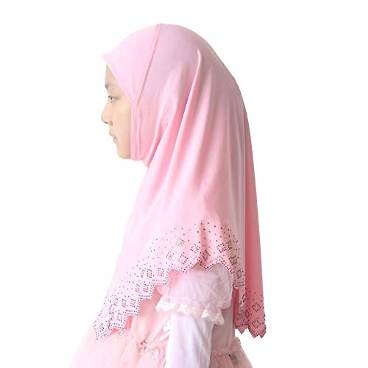 Modest Beauty Girls/Children Hijab Scarf Headscarf Wrap one Piece Muslim Amira with Czech Drill
