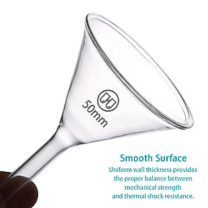 50mm Short Stem Glass Funnel 3.3 Borosilicate Glass Funnel for Science Labs and Home Kitchen Use, HUAOU, Pack of 1