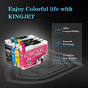 Kingjet Compatible Ink Cartridge Replacement for Brother LC3037 LC3037XXL Work with MFC-J5845DW MFC-J5845DWXL MFC-J5945DW MFC-J6545DW MFC-J6545DWXL MFC-J6945DW Printer, LC3037 BK C M Y Ink Cartridges