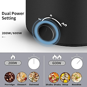 Topwit Hot Pot Electric with Steamer, 1.6L Ramen Cooker, Electric Pot for Pasta, Shabu-Shabu, Oatmeal, Soup and Egg, Electric Cooker with Dual Power Control, Dorm Room Essentials, Black