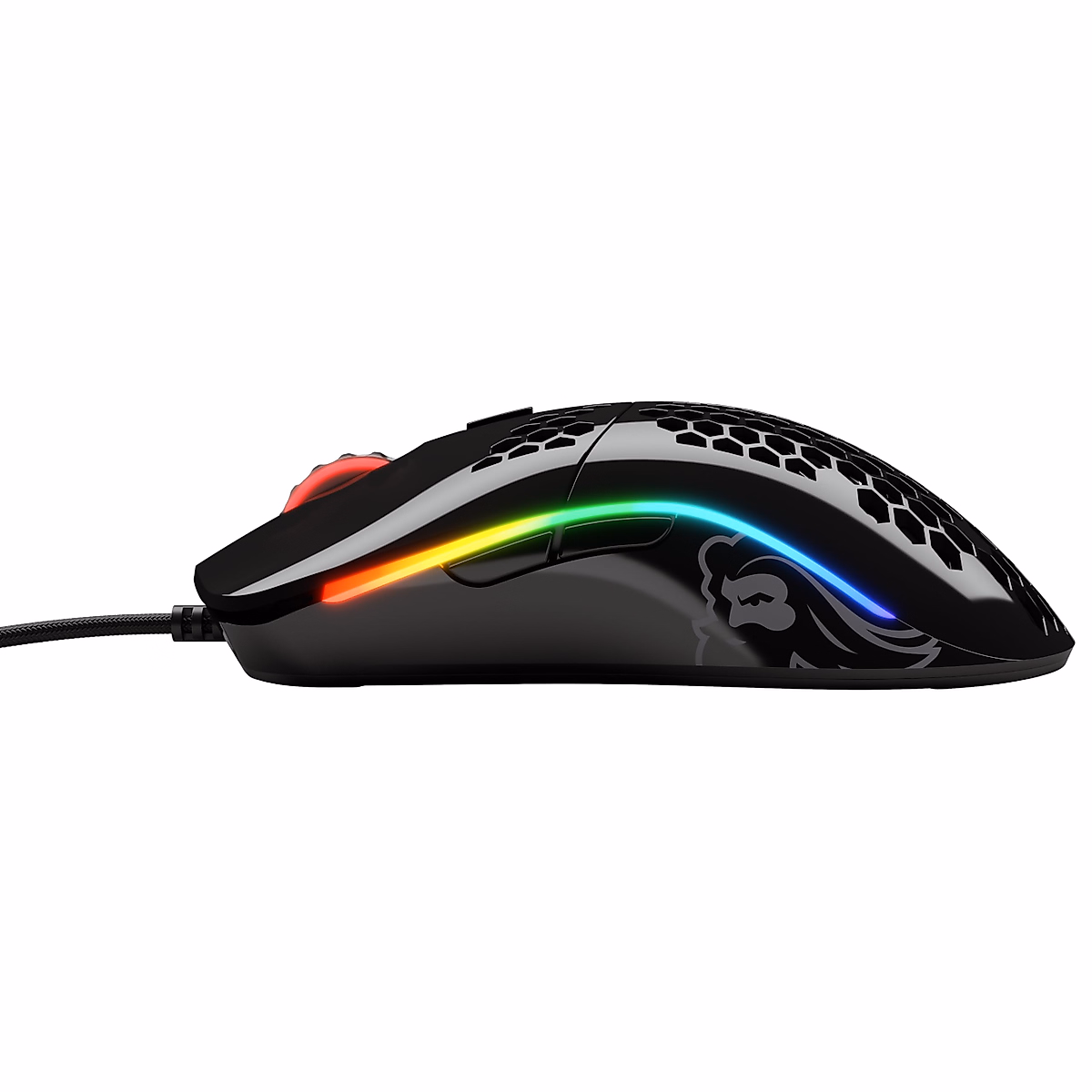 Glorious Model O- (Minus) Compact Wired Gaming Mouse - 58g Superlight Honeycomb Design, RGB, Pixart 3360 Sensor, Ambidextrous, Omron Switches - Glossy Black