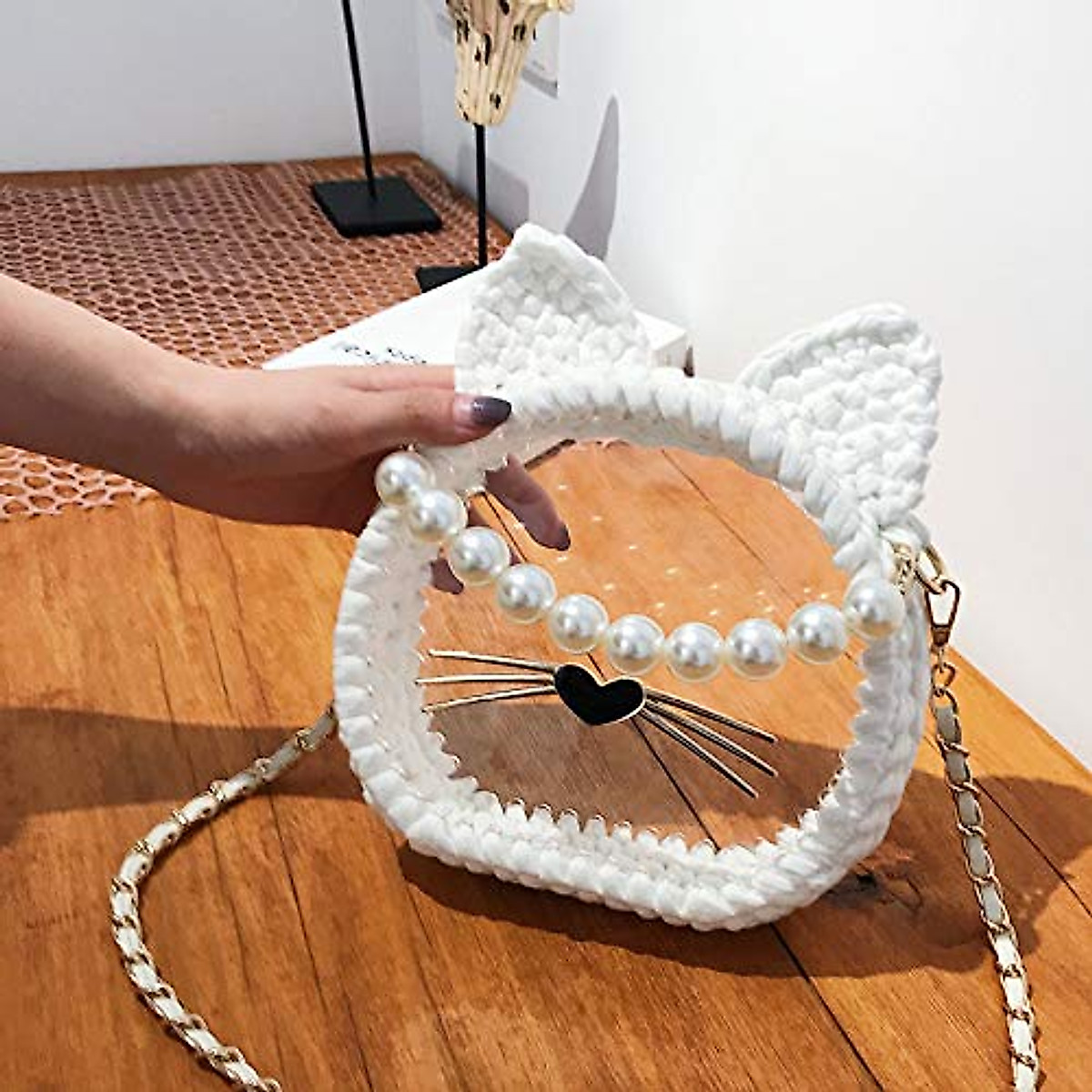 EXCEART Acrylic Bag Weaving Board with Cats Whisker Round Clear Front Back Panel Board Shaper for DIY Knitting Crochet Bag Handbag Purse Summer Bag Women Bags Handmade DIY Accessories