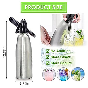 Soda Siphon 1L Sparkling Water Maker,Aluminum Portable Seltzer Water Maker Carbonated Water Machine,Siphon Bottle Kit for Home Bar Juice,Tea and Cocktail Drinks Uses 8g C02 cartridges (Not Included)