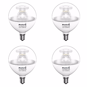 Maelsrlg G16.5 Light Bulb LED, 60W Equivalent, Small Round Light Bulbs, E12 Candelabra Base, Dimmable, Daylight 5000K, 7W 600 Lumens, Type G Light Bulb, Clear Glass, Pack of 4