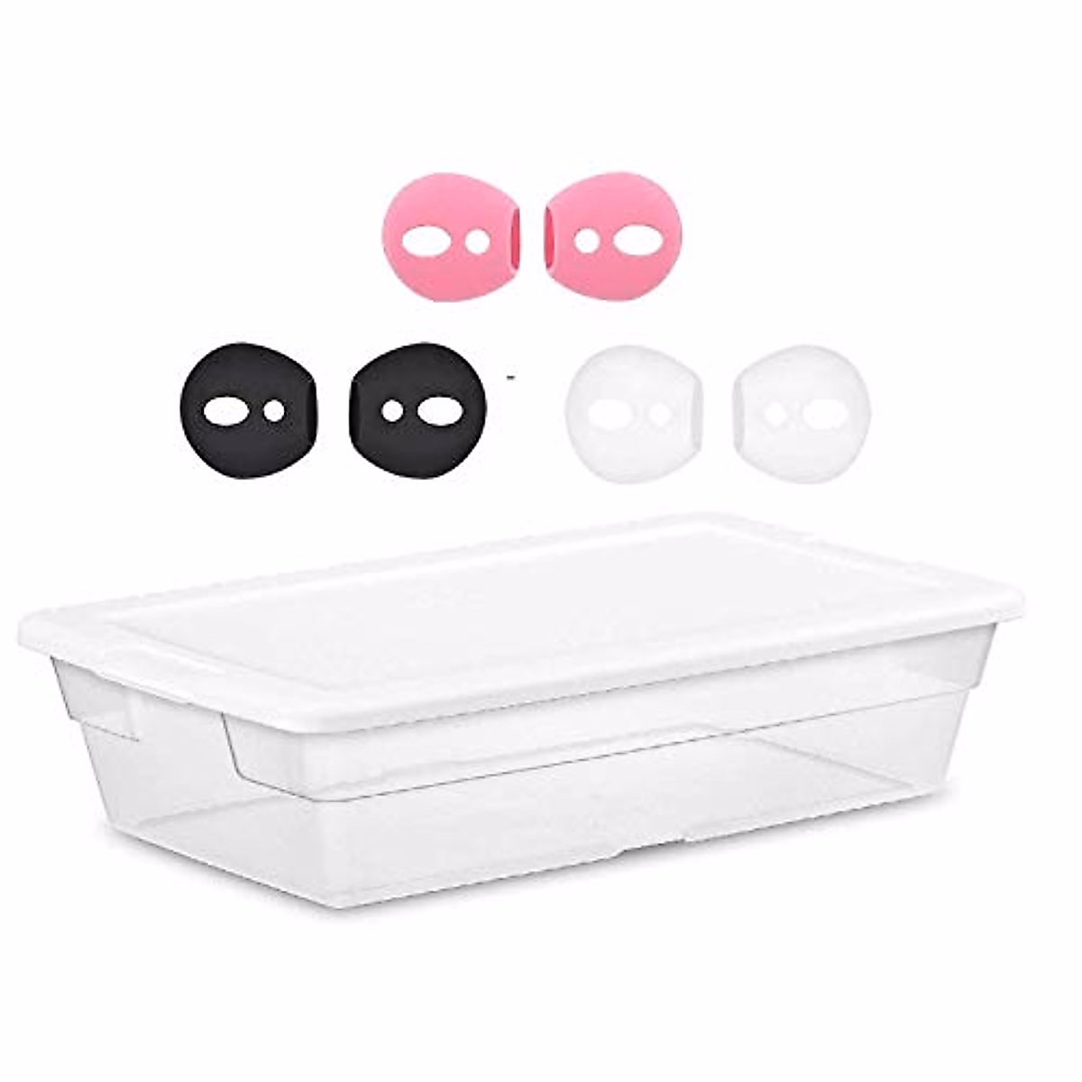 BLLQ AirPods Ear Tips Ear Gels Anti-Slip Earuds Cover Silicone Compatible with AirPods 2 & AirPods 1 or EarPods 【 Fit in The Charging Case 】 3 Pairs White/Black/Pink