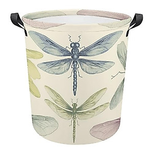 Laundry Hamper Dragonfly Drawing Freestanding Laundry Basket Thickened Waterproof Collapsible Clothes Hamper Storage for Clothes Toys Dorm And Family