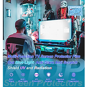 KIOP 65 Inch Anti UV Out Blue Light Matte Film, Multi-Function TV Screen Protector No Bubbles Fingerprints,Relieve Eye Strain,Shield Radiation,65" Narrow Frame