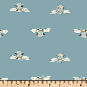 Art Gallery Fabrics Art Gallery Garden Dreamer Bumble Buzz Fabric, Dusty Blue