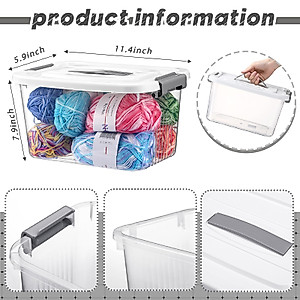 CroBlissful 2 Pcs Tall Yarn Storage Organizer Plastic Storage Bins with Lids Ribbon Organizer Clear Stackable Crochet Storage Container Holder for Thread Beads Ribbon Glitter Yarn