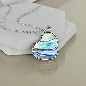 ONEFINITY Jack And Sally Jewelry Sterling Silver Nightmare Abalone Shell Heart Necklace I Love You To the Moon and Back Jewelry Before Christmas Gifts for Women Her