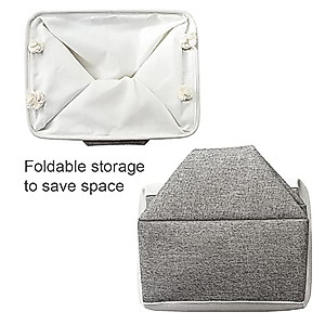 Organization and Storage Basket for Organizing - 16x12x12 inch Large 2 Pack Collapsible Storage Bins for Shelves, Fabric Storage Cubes for Box Closet Cloth Toy Nursery Books Kids (White & Grey)