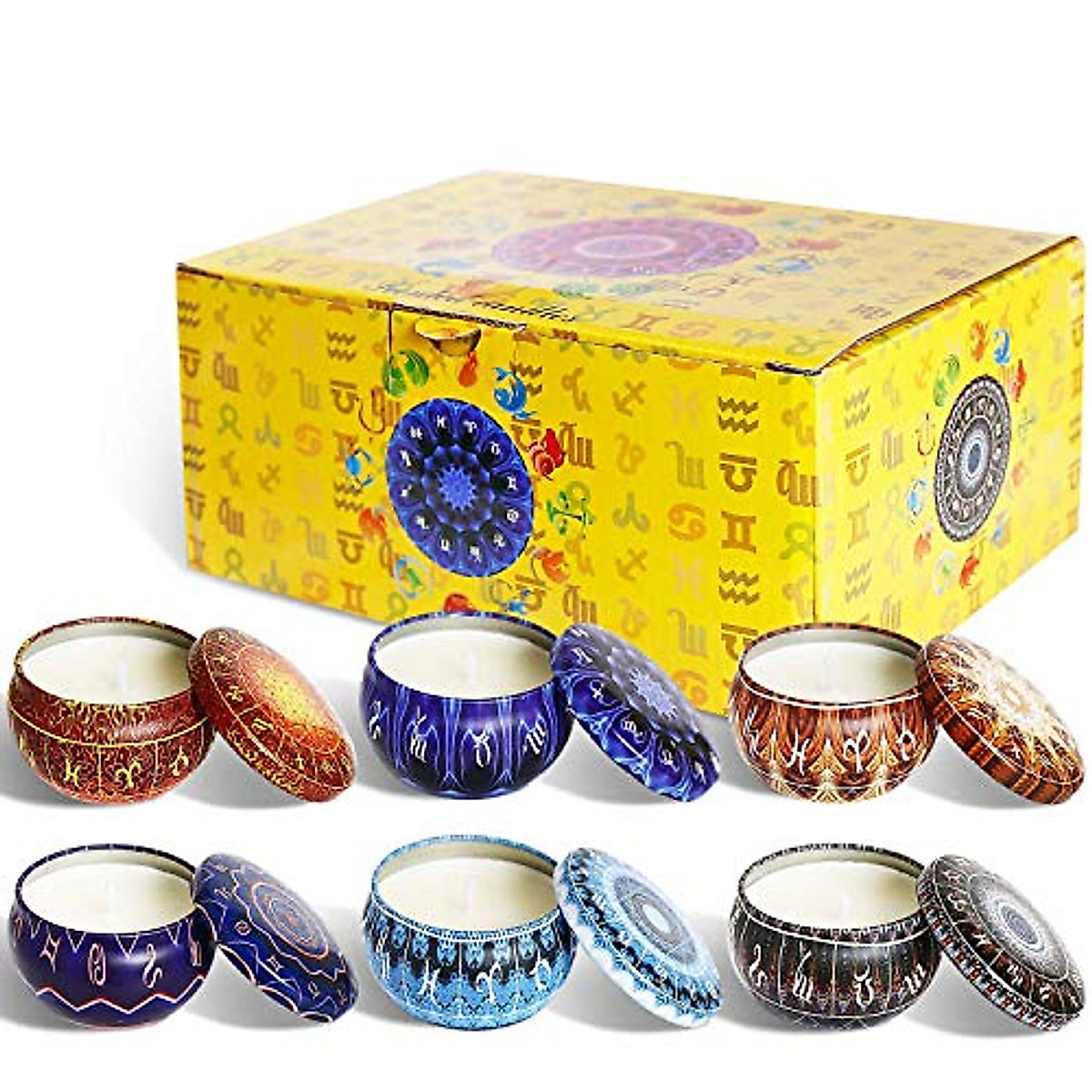 Ewalkor 12 Constellations Scented Candles Gift for Women, Christmas Gifts, Candles for Home Scented, 2.5oz Portable Travel Tin Jar Aromatherapy Soy Wax, Present for Birthday Valentines or Mothers Day