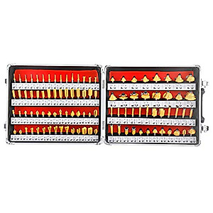 8milelake 100 pcs 1/4inches Shank Router Bit Set Tungsten Carbide Tips Woodworking Kit, Dovetails, Slot Cutters & Straight Router