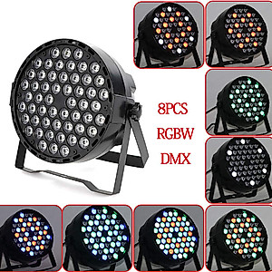 8Pcs Stage Lights, 54x3W LED Stage Par Lighting RGBW DMX512 DJ Disco Party Club Strobe Light AUTO/Sound Party Lighting