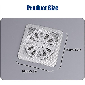 Generic 100Pcs Floor Drain Sticker,Drain Hair Catcher Floor Drain Mesh Sticker, Shower Hair Drain Catcher Stickers for Bathroom Laundry Bathtub Kitchen, Silver
