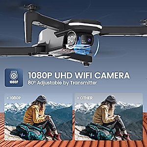 Holy Stone HS280 Foldable FPV Drone with Adjustable 1080P HD WiFi Camera, Lightweight RC Quadcopter for Kids Adults Beginner, 2 Modular Batteries, Auto Hover, Gravity Sensor, Voice Gesture Control
