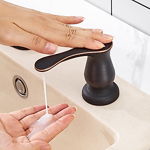 GAGALIFE Kitchen Sink Soap Dispenser Oil Rubbed Bronze, Built in Soap Dispenser with 13 OZ Bottle, Refill from The Top, Liquid Dispenser for Kitchen Sink